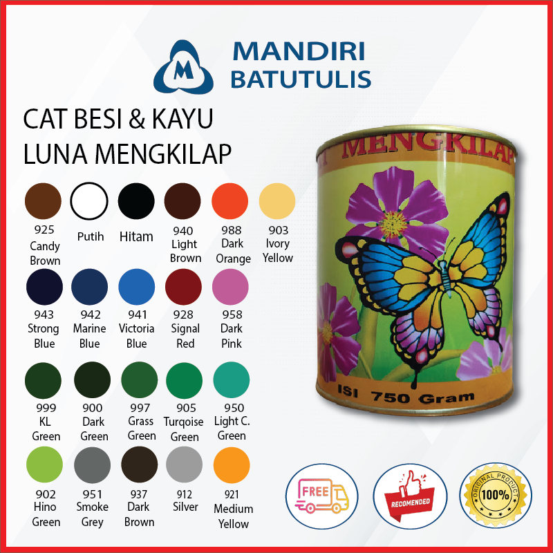 Jual Cat Kayu Besi Mengkilap LUNA Minyak 750gram Cat Kaleng Hitam Putih ...
