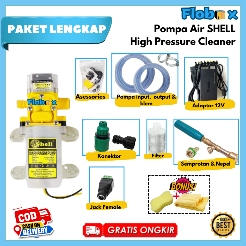 Jual Paket Lengkap Pompa DC Shell High Pressure Pompa Cuci Motor Mobil ...
