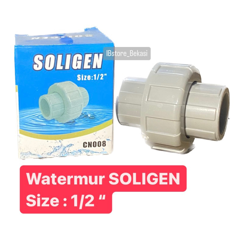 Jual Watermur PVC SOLIGEN 1/2” Watermur Pompa Plastik Union Fitting 1/2 ...