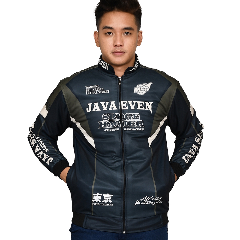 Jual JAVA SEVEN Jaket motoris | Jaket biker | Jaket racing | Jersey polyster navy JHT 101 ...