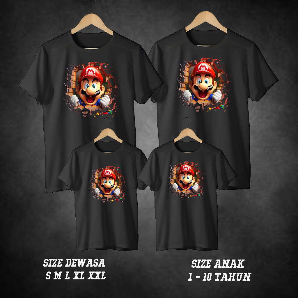 Jual C332 KAOS SUPER MARIO / KAOS MARIO BROS / MARIO BROS FAMILY / KAOS ...