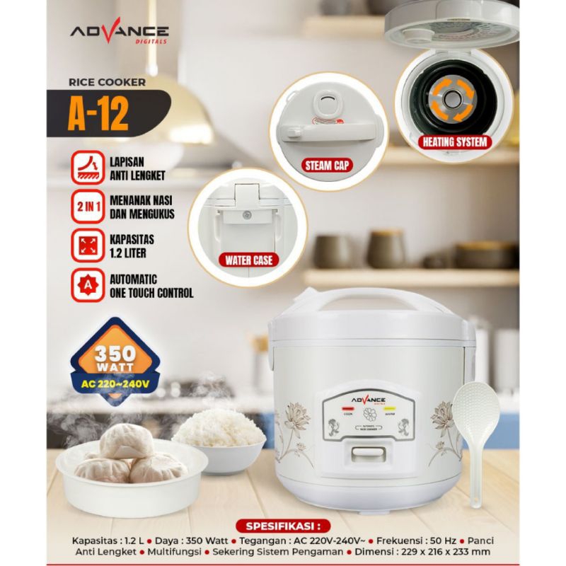 Jual Rice Cooker Advance A12/A20 1,2 Liter Penanak Nasi 350 Watt dan ...