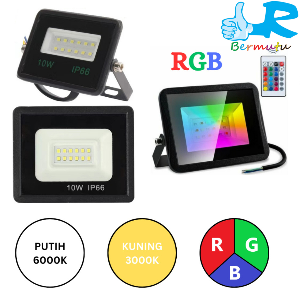 Jual LAMPU TAMAN RGB 10 WATT SMD LAMPU SOROT LED 10W WARNA-WARNI LAMPU HIAS STUDIO BODY TEBAL ...