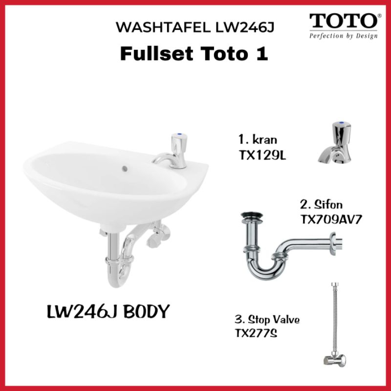 Jual Wastafel LW246 Paket Komplit ori TOTO/washtafel wall hung ...