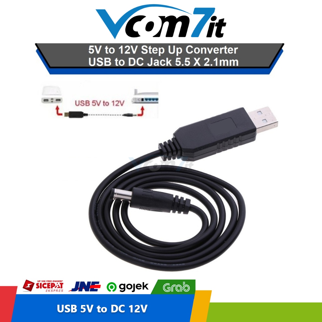 Jual Kabel USB To DC Jack 5.5 X 2.1mm Adapter 5V To 12V Step Up ...