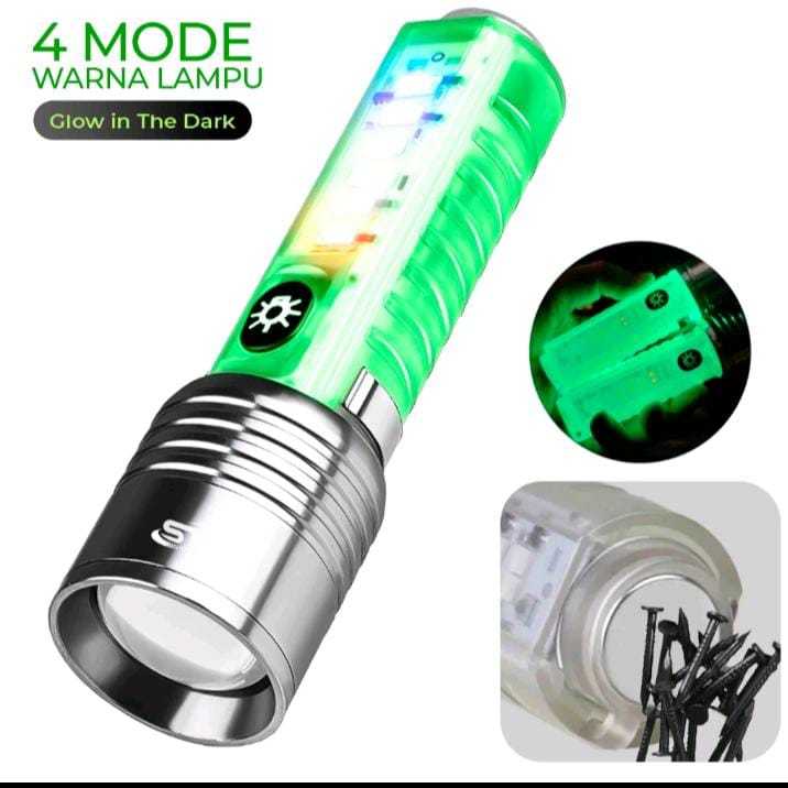 Jual Senter LED MAGNET 8 Mode Glow In The Dark Super Terang Mini zoom ...