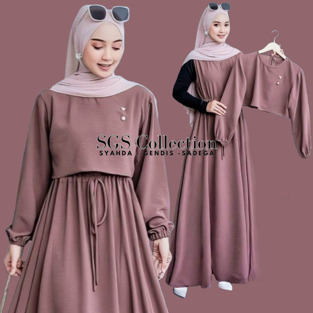 Jual gamis terbaru 2024 NAFISA Maxy SET2in1 Inner+outer Crop Gamis ...