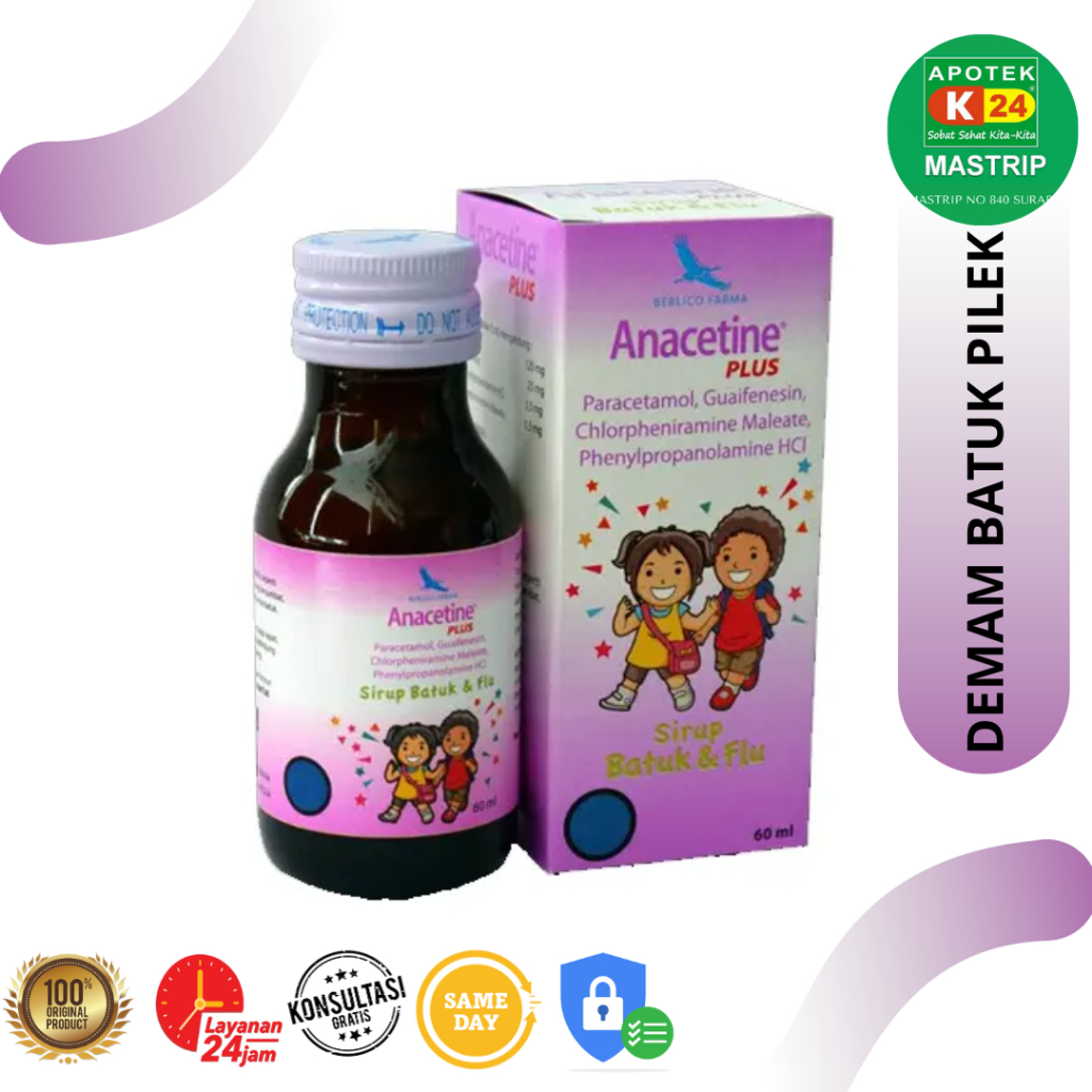 Jual Anacetine Plus Sirup / Demam Batuk Flu / 6 Tahun Keatas / 60ml ...