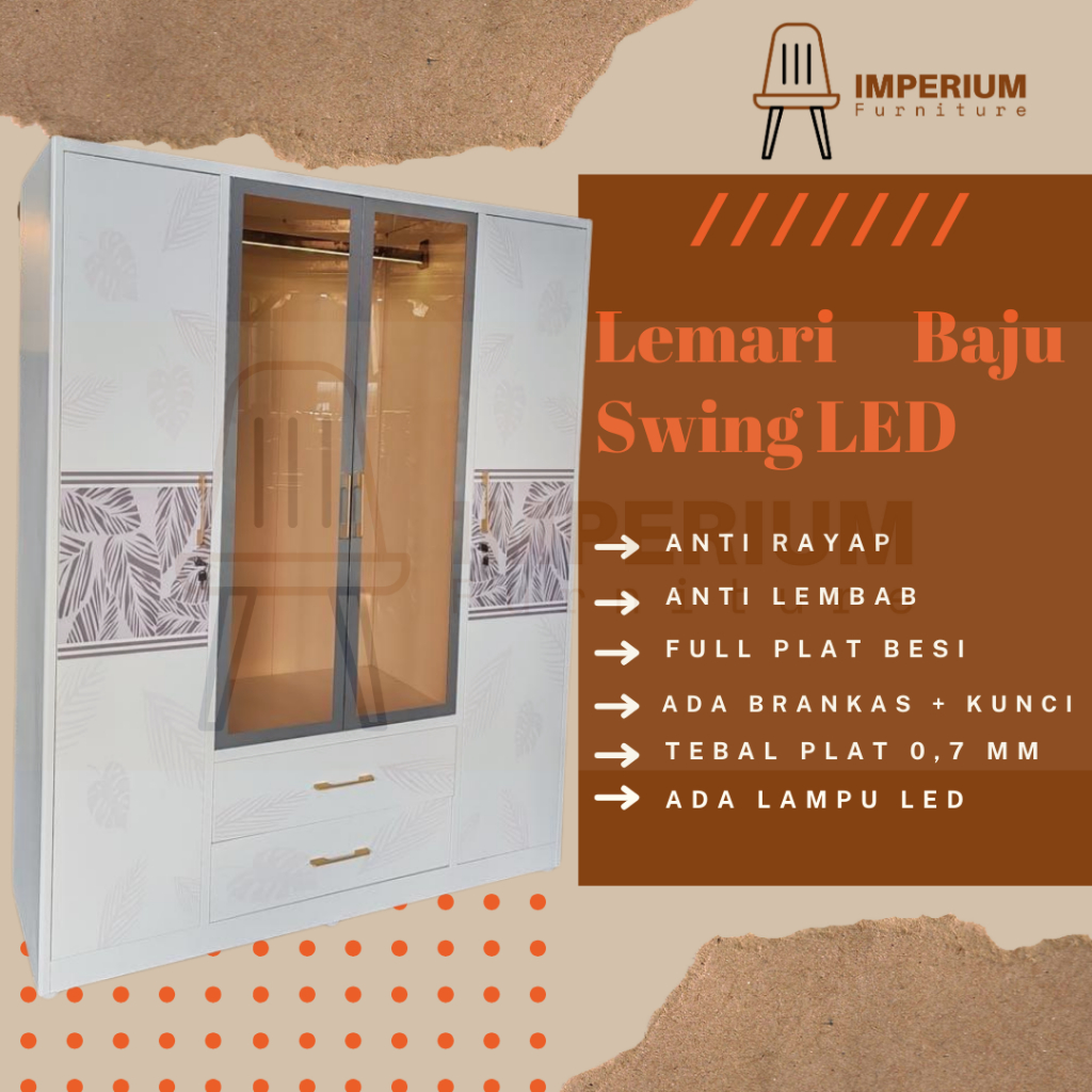 Jual Lemari Baju Besi 4 Pintu Led / Lemari Baju 4 Pintu / Lemari Baju ...