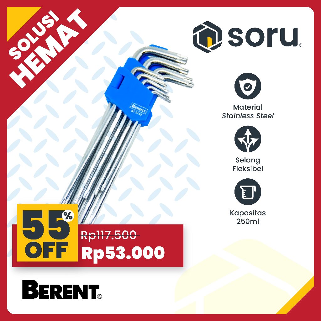 Jual BERENT Kunci L Bintang Set Panjang TORX Hex Key SET 9 Pcs BT2153 ...