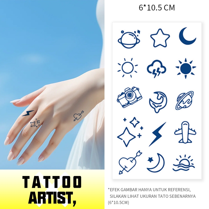 Jual tato,tatto,Tangan, pola kecil, bulan, bintang, matahari, awan ...