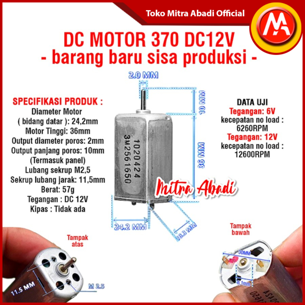 Jual Dinamo Motor 370 DC 12V | Shopee Indonesia