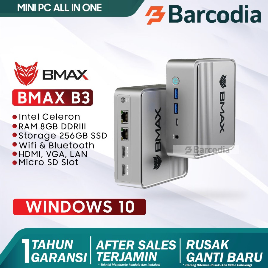 Jual BARCODIA Mini PC BMAX B3 Intel N5095 8GB/ 256GB Windows 11 Pro ...