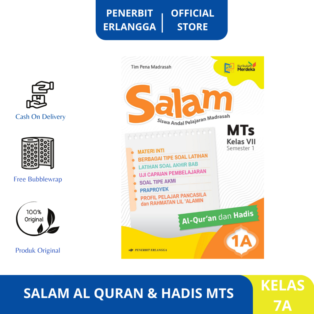 Jual [Erlangga Official] Salam Al-Quran & Hadis Mts Kelas 7a - Kurikulum Merdeka | Shopee Indonesia