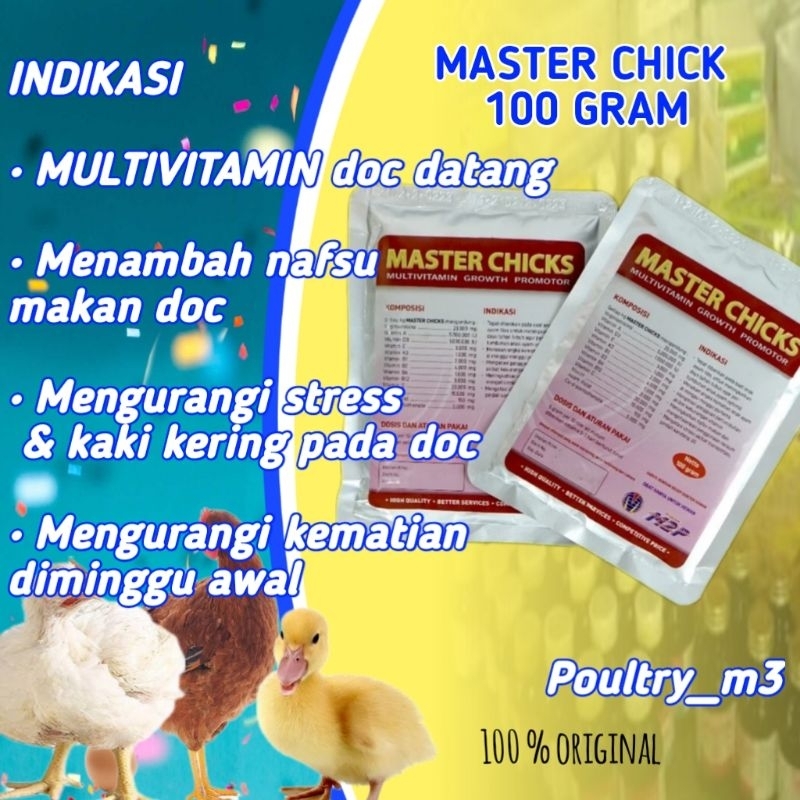 Jual MASTER CHICK 100 GRAM ( multivitamin growth promotor ) | Shopee ...