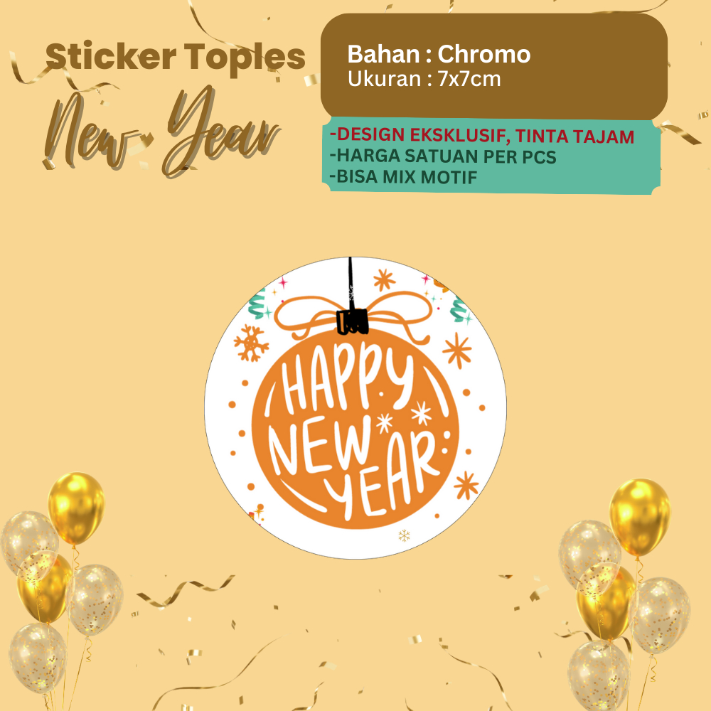 Jual Sticker Tahun Baru Stiker Happy New Year Toples Cookies Hampers by ...
