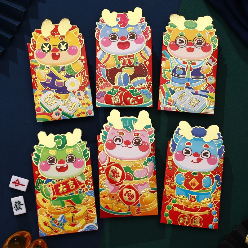 Jual (6Pcs) Angpao 3D Model Naga 2024, Angpao Tahun Naga Dragon, ampao ...