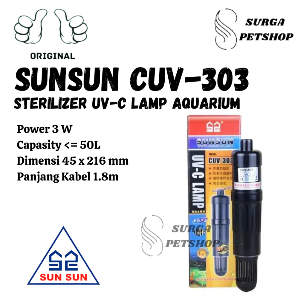 Jual SUNSUN CUV 303 Lampu Akuarium Kolam Ikan UV-C Sterilizer ...