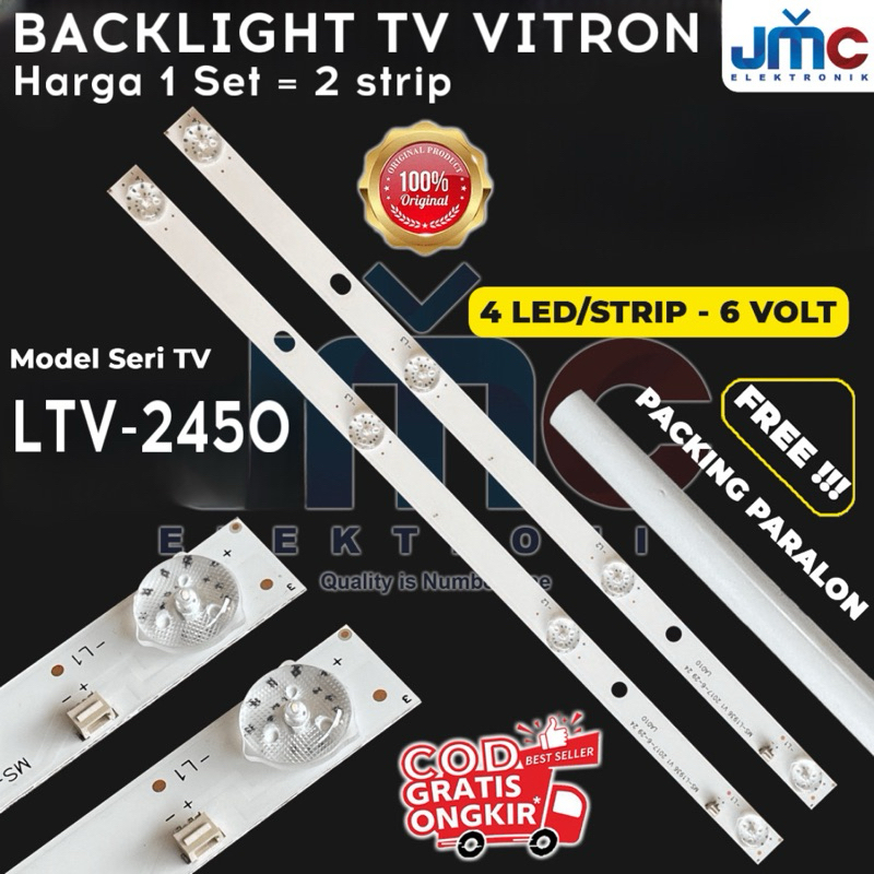 Jual Backlight Tv Vitron LTV-2450 Lampu led Tv Vitron 24 inch 4 mata kancing 4k 6v | Shopee ...