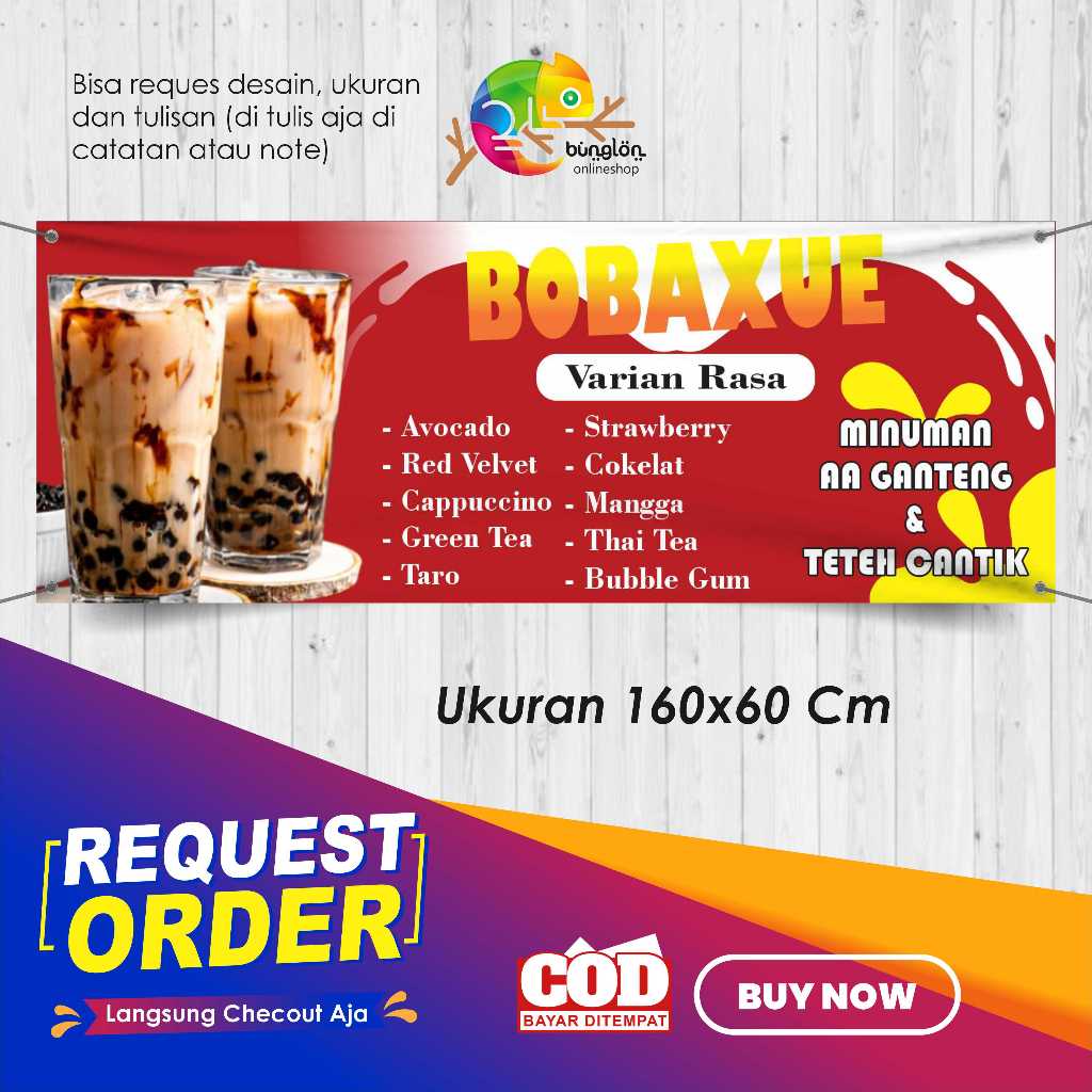Jual Spanduk 160x60 Banner Minuman Boba Custom Desain | Shopee Indonesia