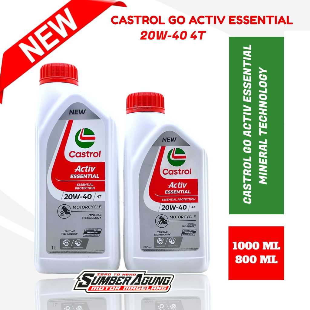 Jual OLI MOTOR CASTROL GO ACTIV ESSENTIAL 800 ML 1000 ML 20W-40 4T API ...