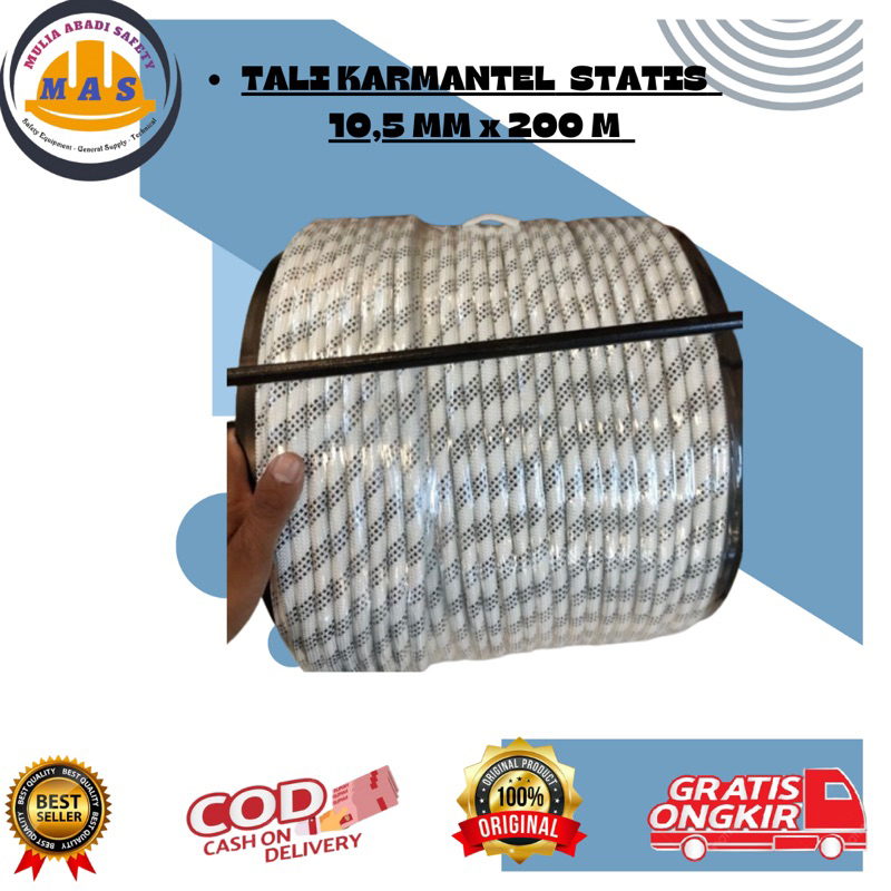 Jual TALI KARMANTEL STATIS 10,5 MM X 200M/TALI KARMANTEL MURAH/TALI ...