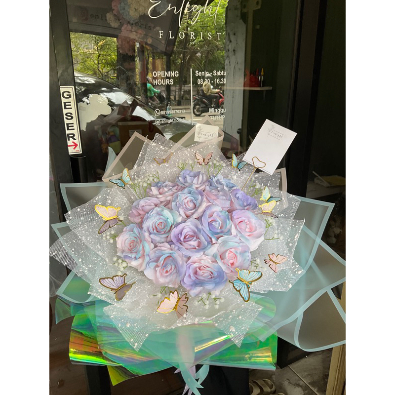 Jual Round Bouquet Unicorn Buket Mawar Warna Unicorn artificial ...