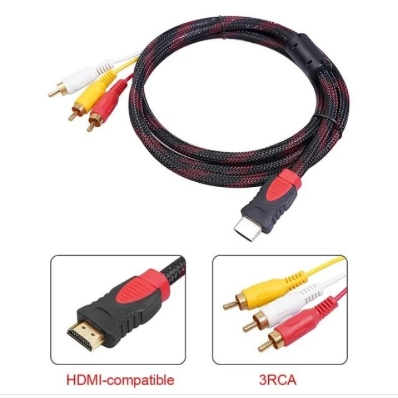 Jual Kabel Konektor HDMI to RCA 3 Connector Adapter Cable | Shopee ...