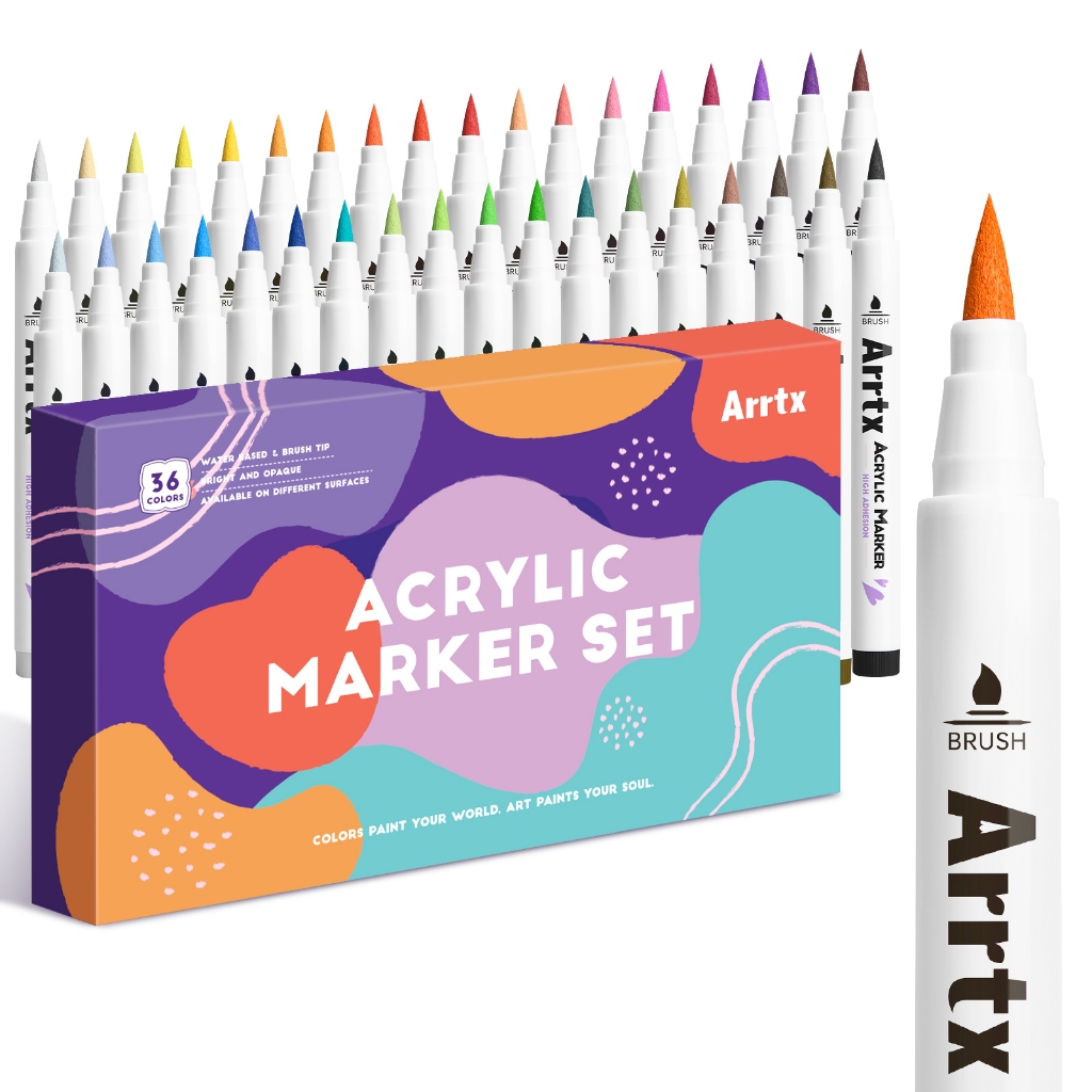 Jual Arrtx Acrylic brush Marker/Paint Markers/Paint Pens/Art Markers 36 ...
