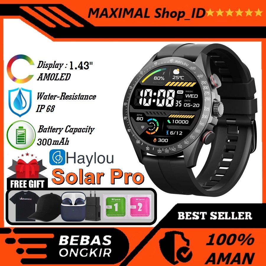 Jual Haylou SOLAR PRO LS18 Smartwatch AMOLED 1.43" AOD IP68 BT Call ...