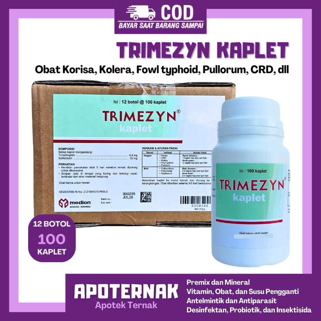 Jual TRIMEZYN KAPLET 100 Kapsul 12 Botol | Obat Pilek Korisa Snot CRD ...