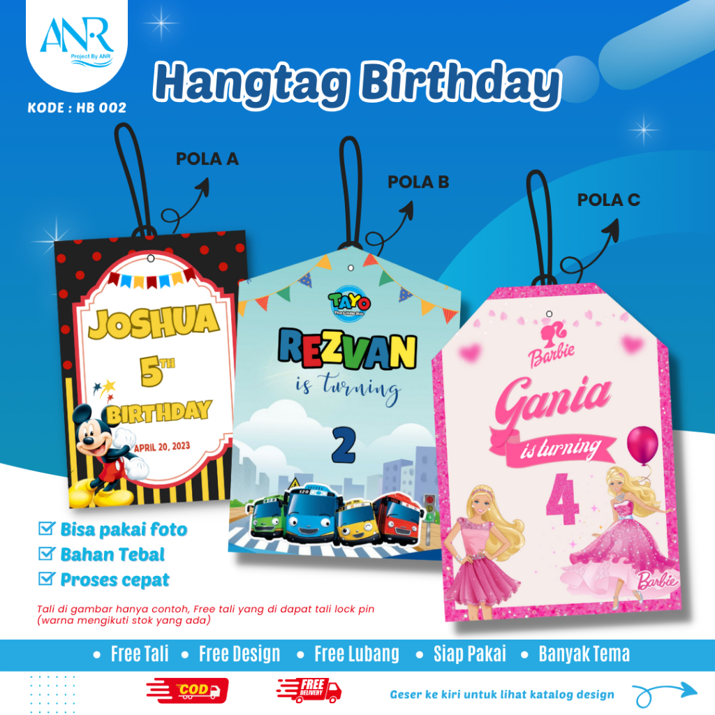 Jual D01 Hangtag birthday custom | Hang Tag ulang tahun anak label ...
