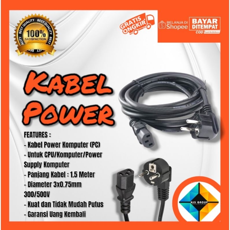 Jual KABEL POWER AC CPU KOMPUTER POWER SUPPLY 1.5 M | Shopee Indonesia