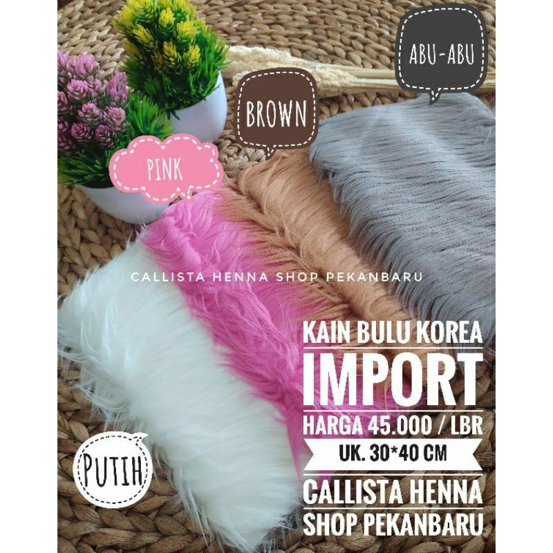 Jual KAIN BULU IMPORT KOREA UKURAN 40*30 BEST SELLER | Shopee Indonesia