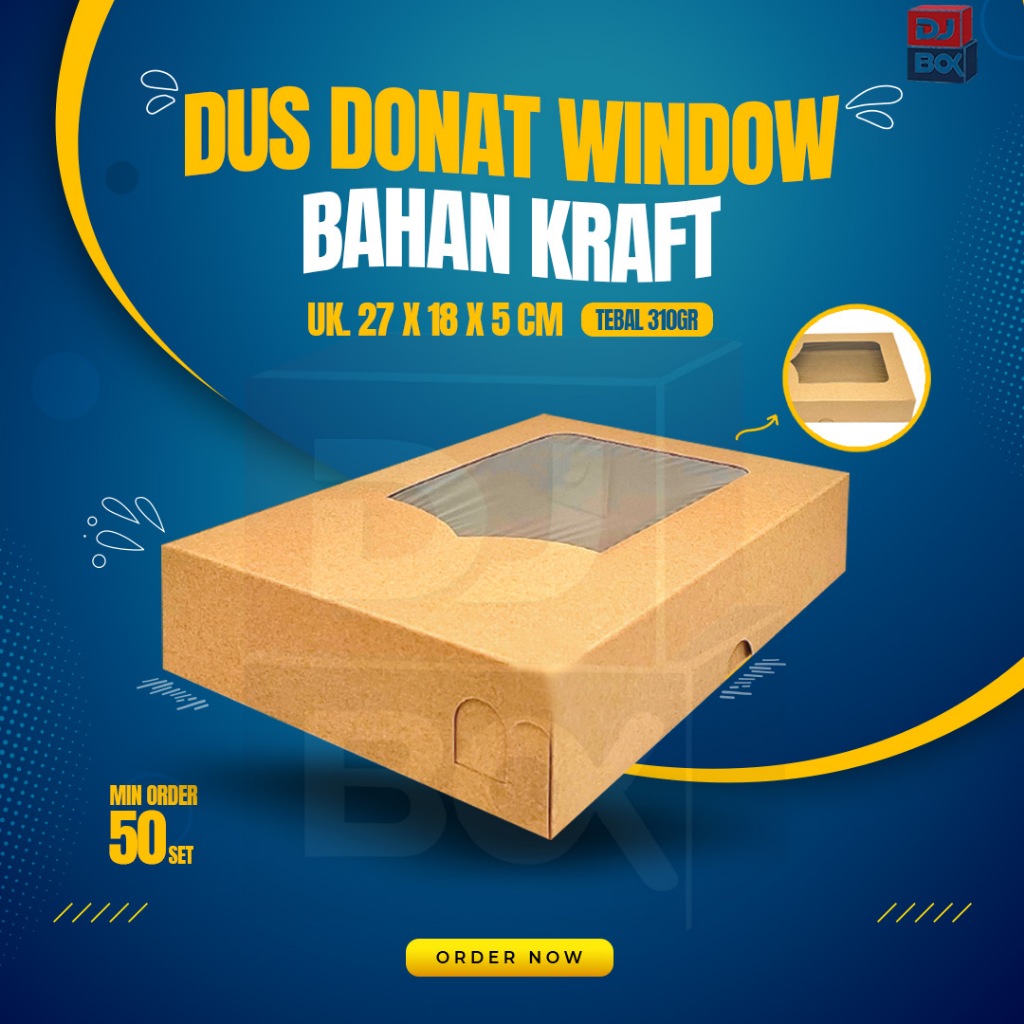 Jual Dus Donat / Donut Window Bahan Kraft Laminasi Dalam Uk. 27x18x5 cm ...