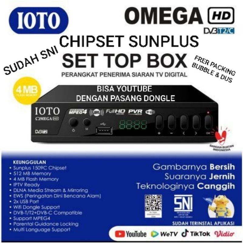 Jual PROMOOO!!! STB IOTO OMEGA SET TOP BOX IOTO OMEGA DVB T2 SNI CHIPSET SUNPLUS | Shopee Indonesia