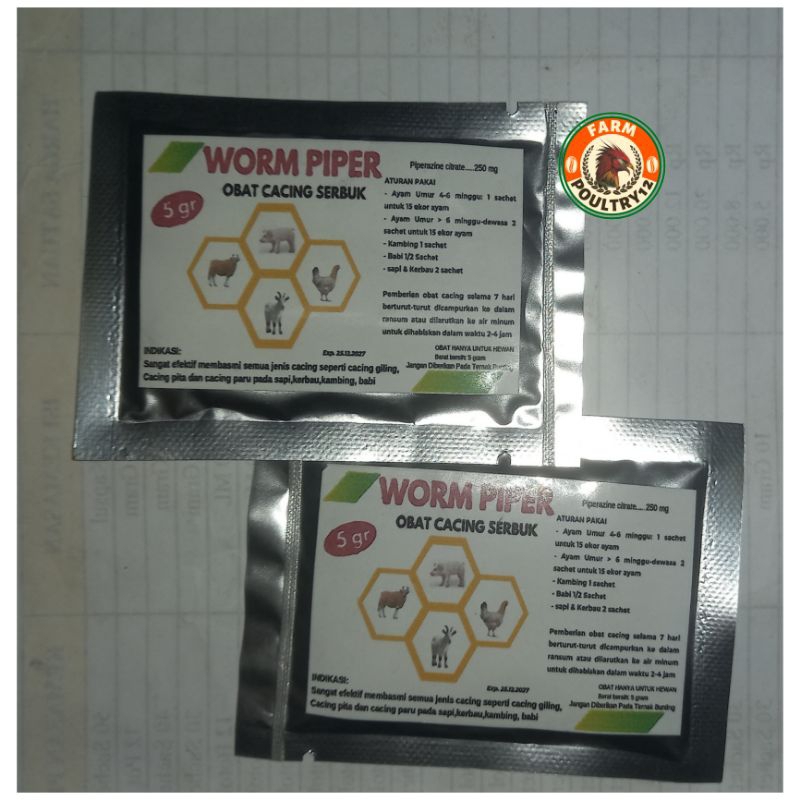 Jual Obat cacing serbuk worm piper dicampur pakan atau minum ayam obat ...