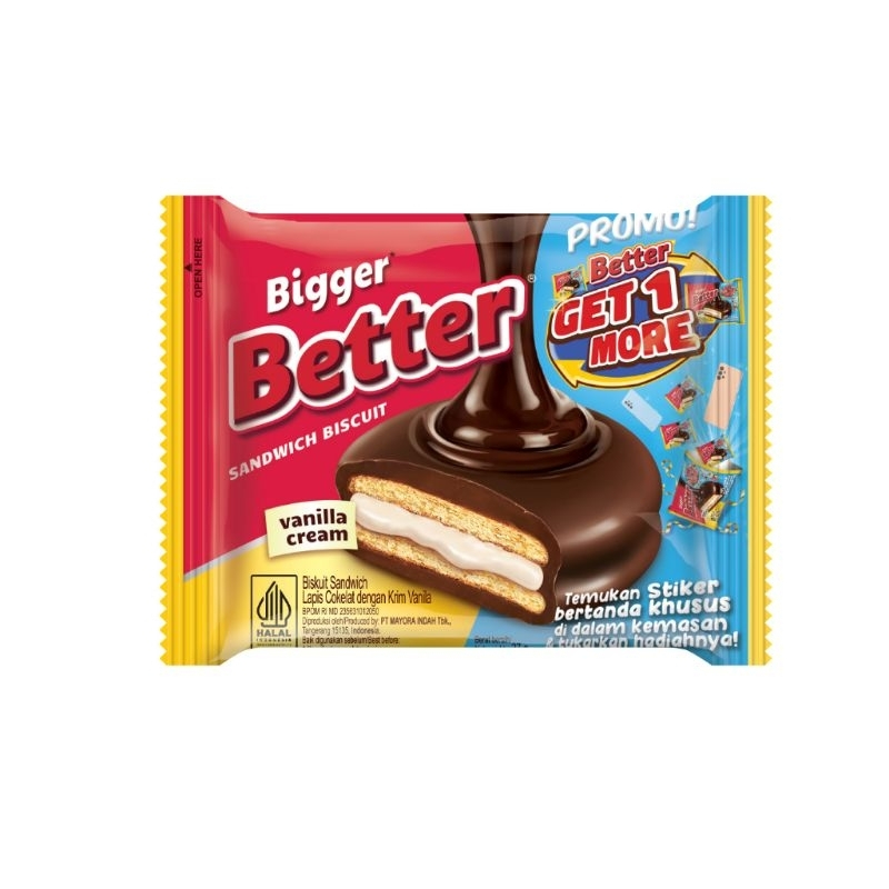 Jual BETTER BISKUIT BIGGER CHOCOLATE 27gr x 10pcs VANILA CREAM SANDWICH ...