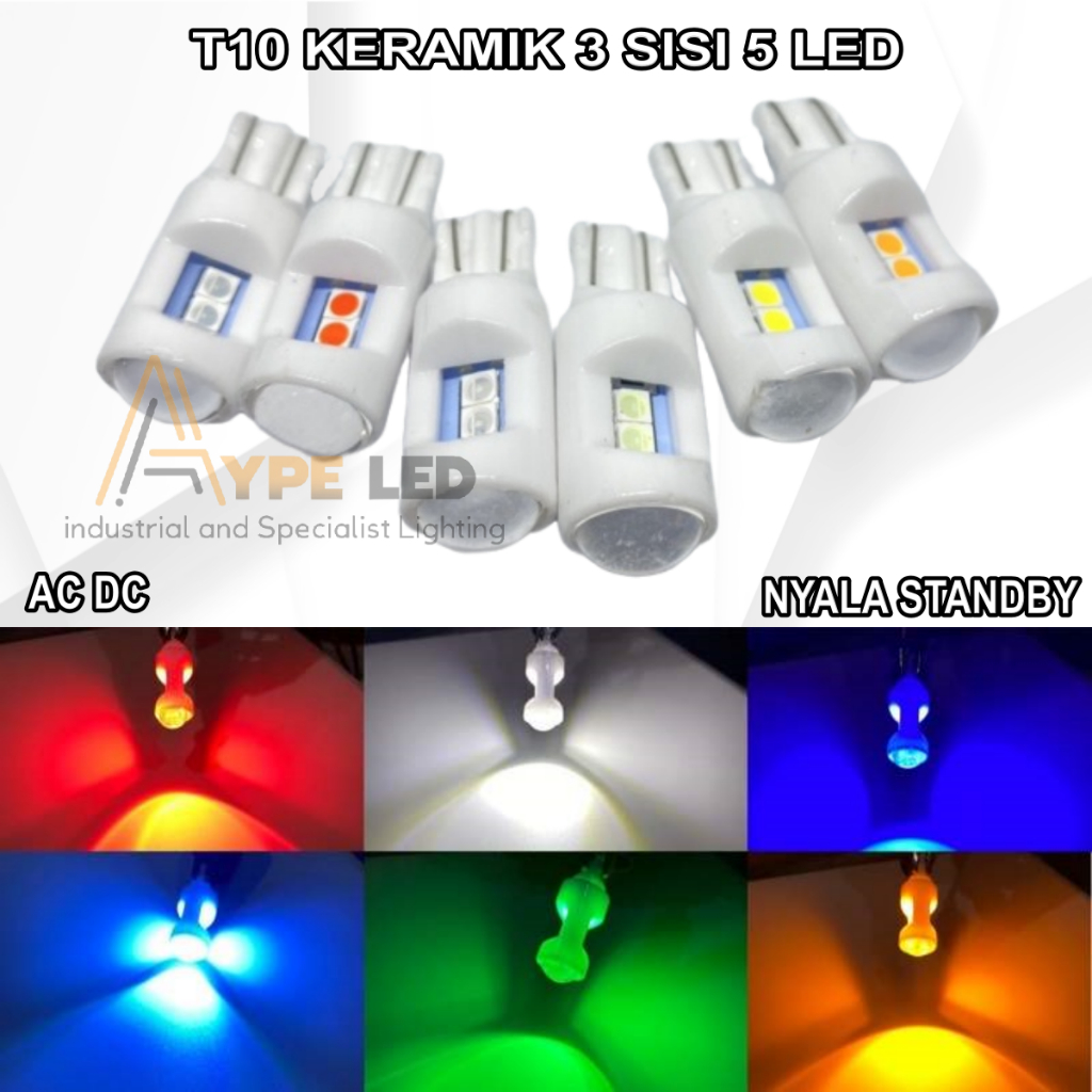 Jual ORIGINAL LAMPU LED T10 6 LED MODEL KERAMIK AC DC 12VOLT NYALA DIAM ...