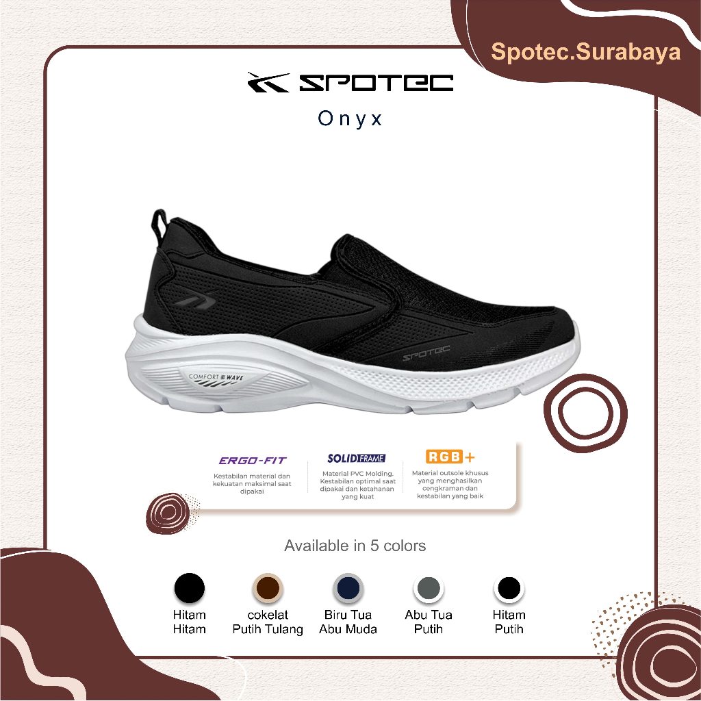 Jual Sepatu Slip-On SPOTEC ONYX Hitam-Putih | Shopee Indonesia