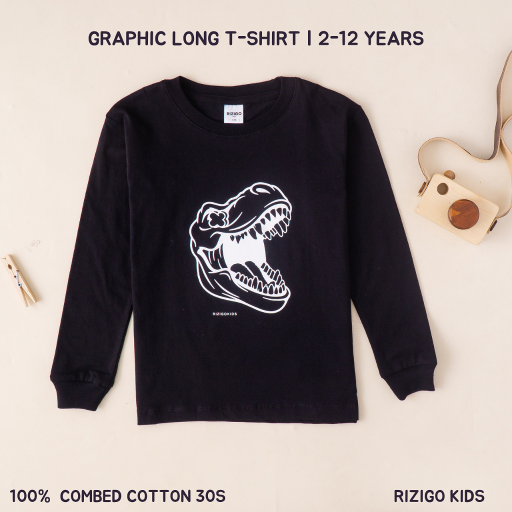 Jual Rizigo Kids Kaos Anak Series Trex Head Black 2-12 Tahun - Baju ...