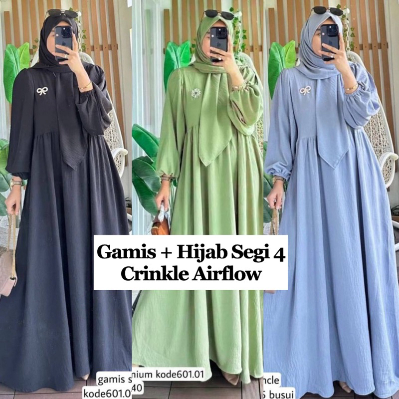 Jual (SELETING AKTIF) KAMILA GAMIS + HIJAB CRINKLE AIRFLOW LD 110 ...