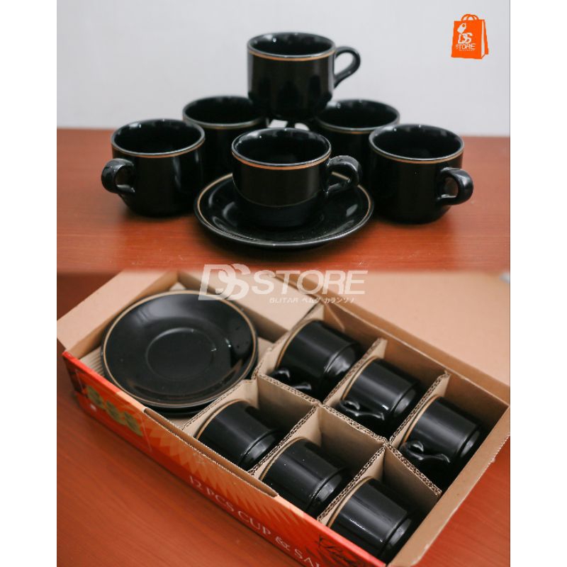 Jual Cangkir set Black gold/gelas kopi/cangkir set keramik/kopin/mug ...