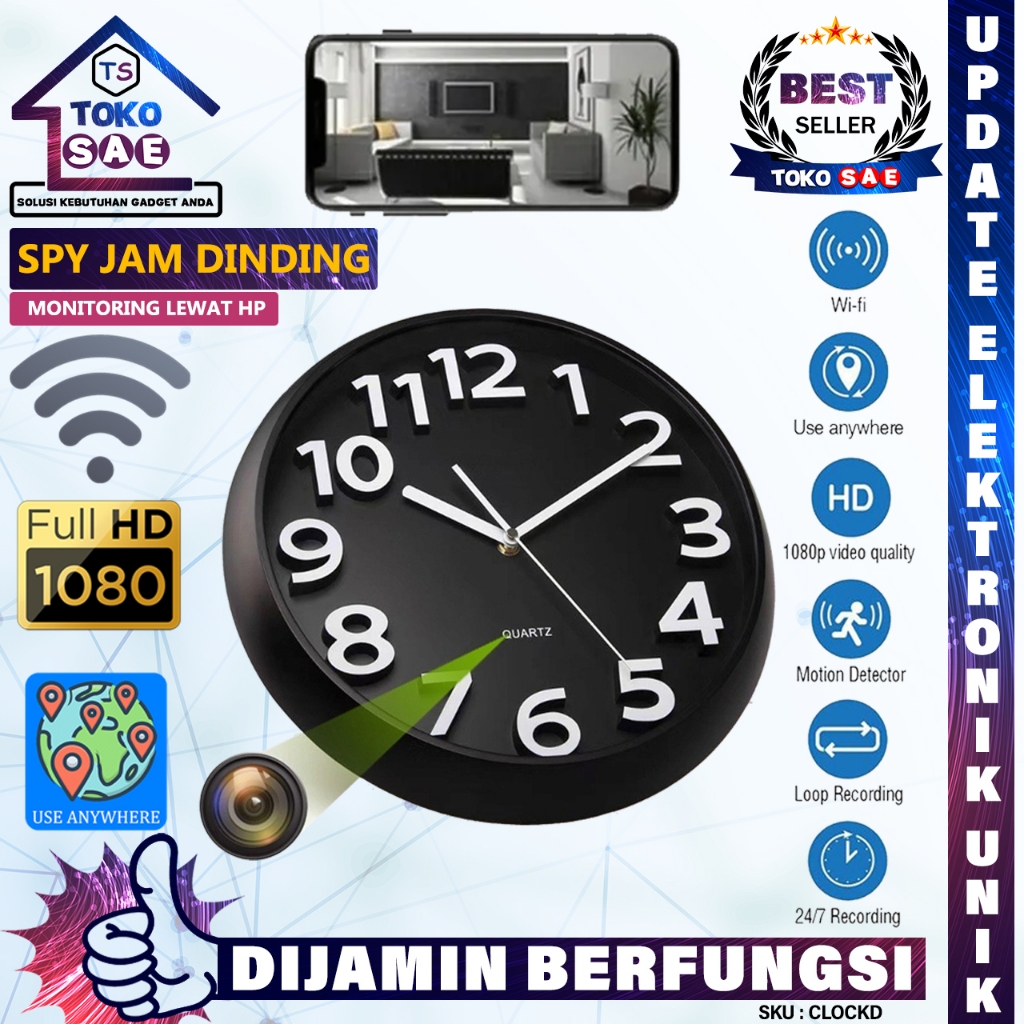 Jual Smart CCTV Wifi Wireless IP Camera Jam Dinding Wall Clock Kamera ...