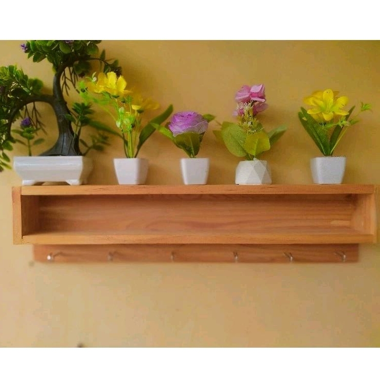 Jual Rak dinding/Rak tempel dinding tempat gantungan kunci rak kayu ...