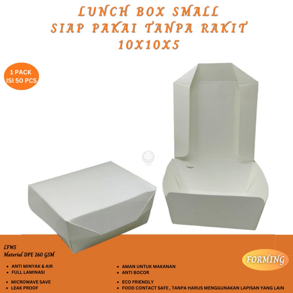 Jual Paper Lunch Box Small DPE 260 Gsm (LFW5-10X10X5 Cm) | Shopee Indonesia