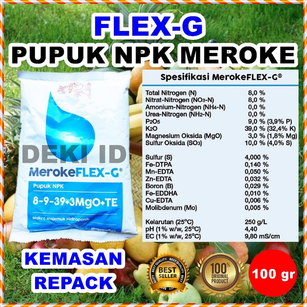 Jual Pupuk Meroke Flex G 100 gr Kemasan Repack Nutrisi NPK Makro & Mikro Lengkap Hidroponik ...