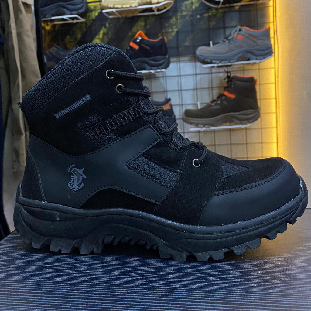 Jual Hammerhead Sepatu Pria Safety Boots Cuvier High Warna Full Black ...