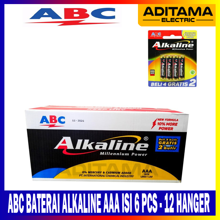 Jual HARGA 1 BOX BATERAI ABC ALKALINE AAA A3- 6Pcs ISI 12 HANGER (72 ...