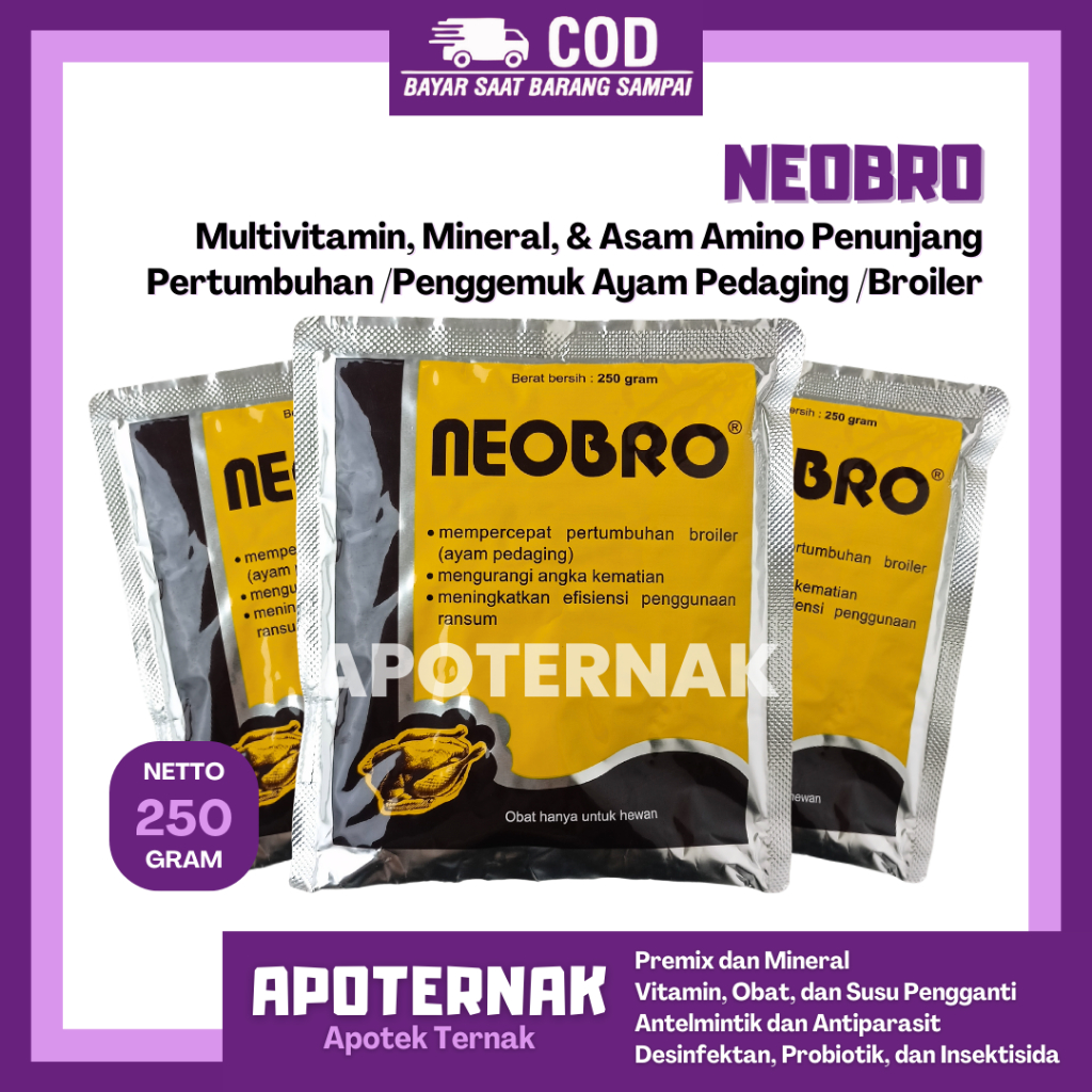 Jual NEOBRO 250 gr | Multivitamin Penambah Berat Bobot Penggemuk Ayam ...